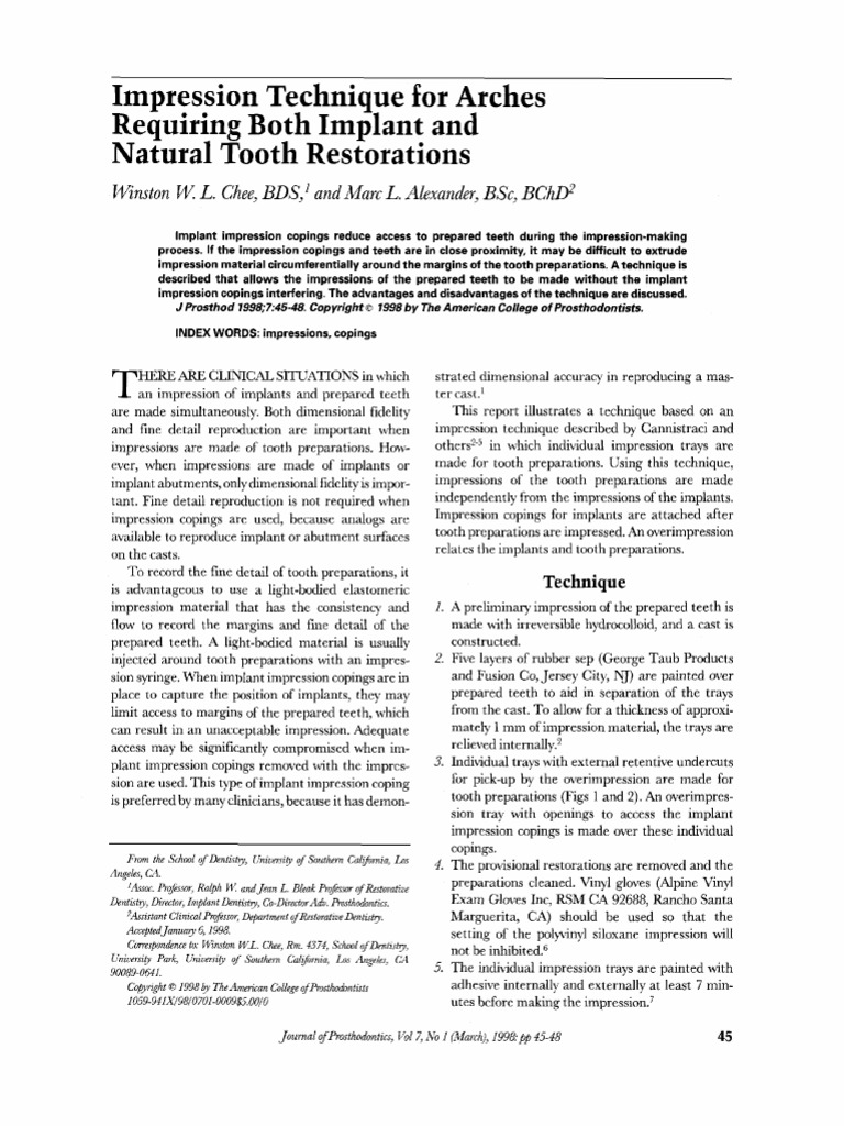 j.1532-849x.1998.Tb00176.x Implant Natural Teethy Imps | PDF | Dental ...