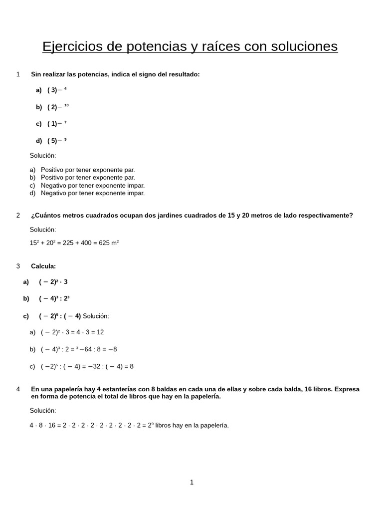 Potencia y Raiz | PDF | Exponenciación | Multiplicación