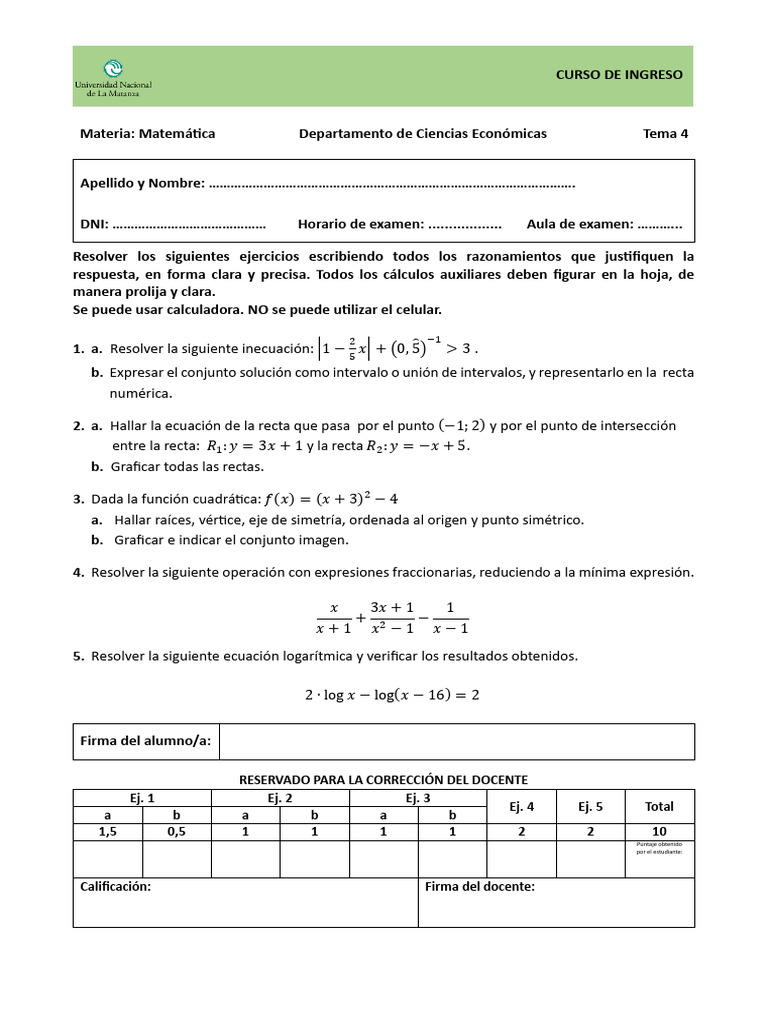 Modelo de Examen 10 | PDF