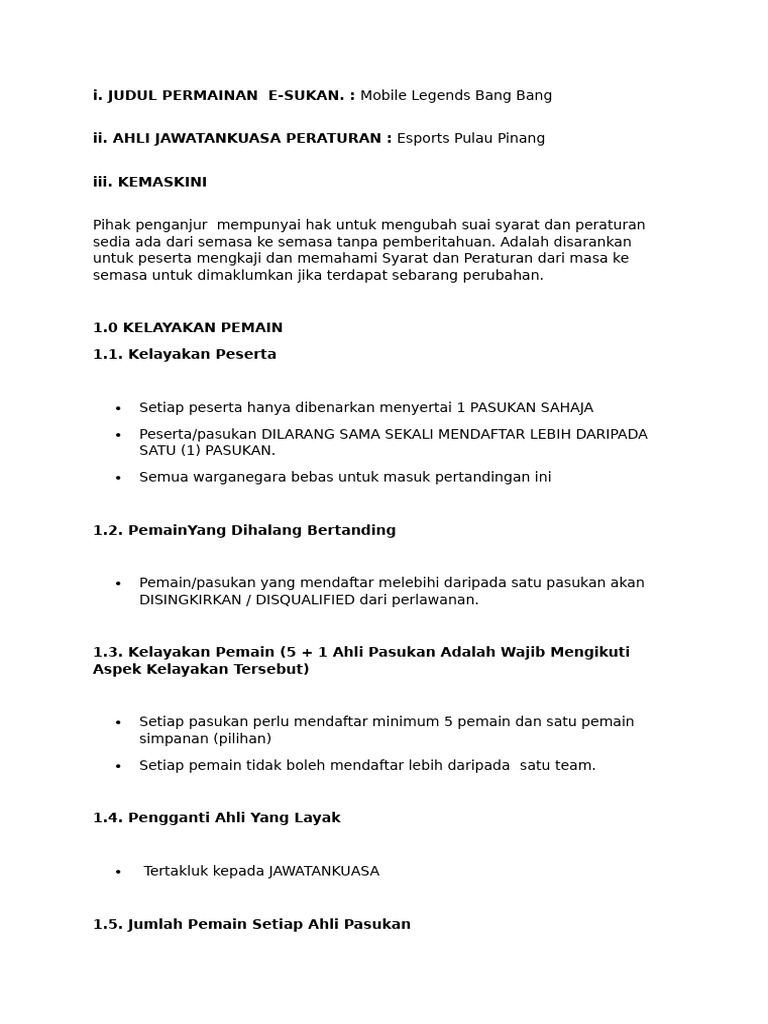 Peraturan MLBB Gen Ai | PDF