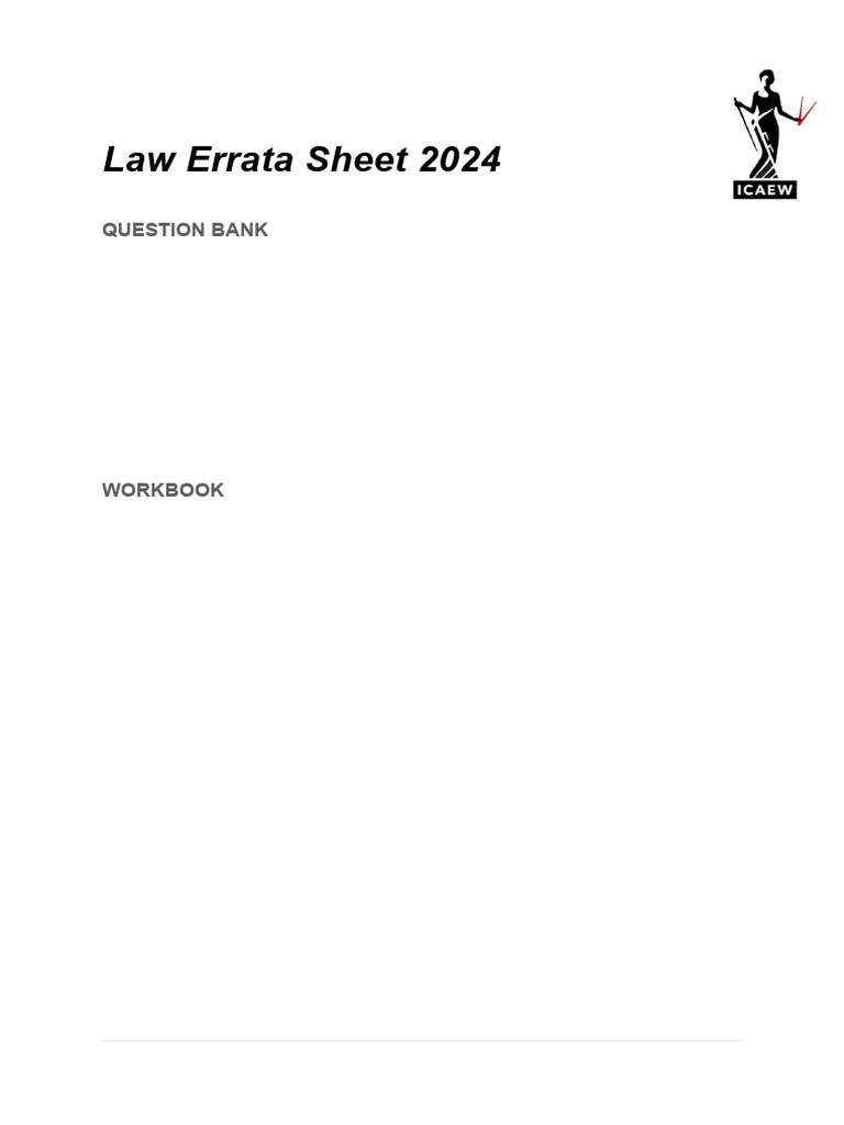 Law Errata Sheet 2024 | PDF | Finance & Money Management | Law