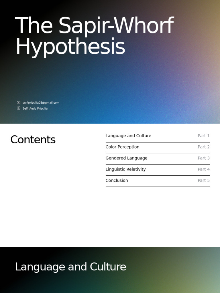 The Sapir-Whorf Hypothesis | PDF | Emotions | Perception