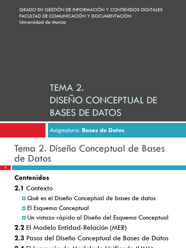 BD GICD Tema2 MER+DC+UML | PDF | Bases de datos | Lenguaje de modelado ...