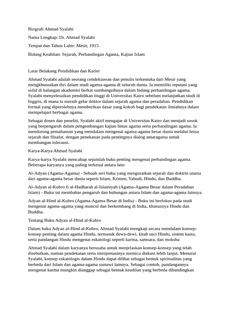Biografi Ahmad Syalabi Ayy | PDF