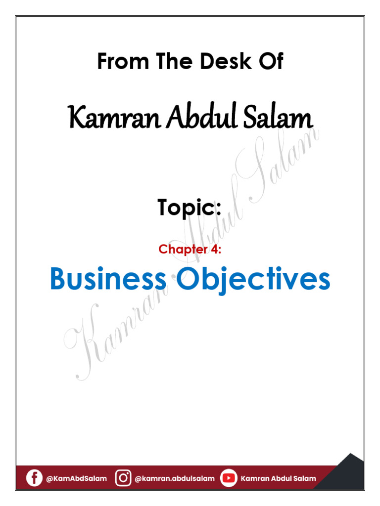 Ch 4 - Business Objectives | PDF | Corporate Social Responsibility | Goal