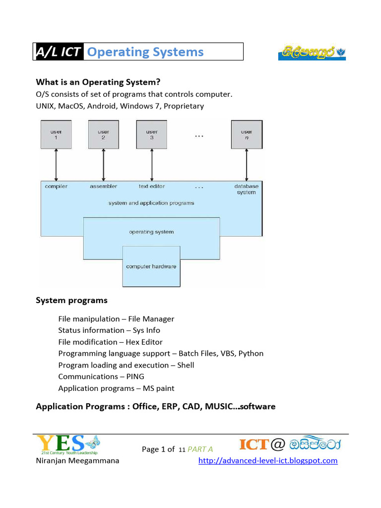 Operating Systems: A/L Ict | PDF | Operating System | Kernel (Operating System)