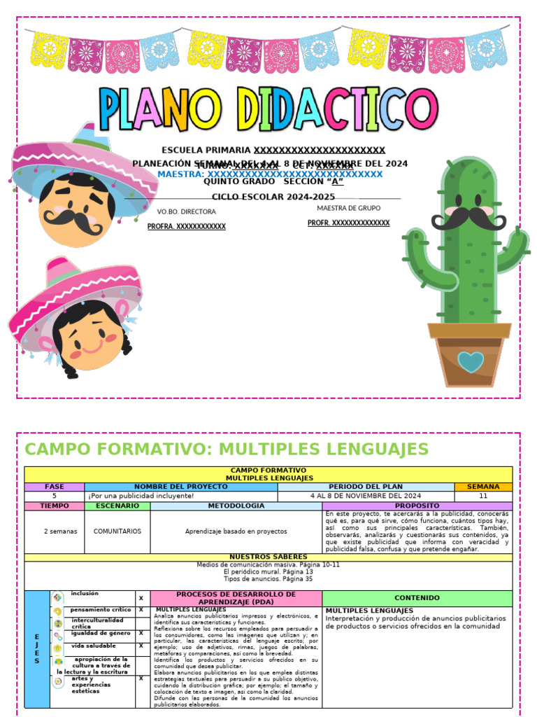 5° - Formato Plan Semana 11 | PDF | Publicidad | Evaluación