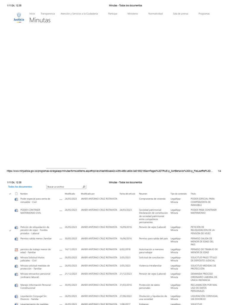 Minutas - Todos Los Documentos | PDF