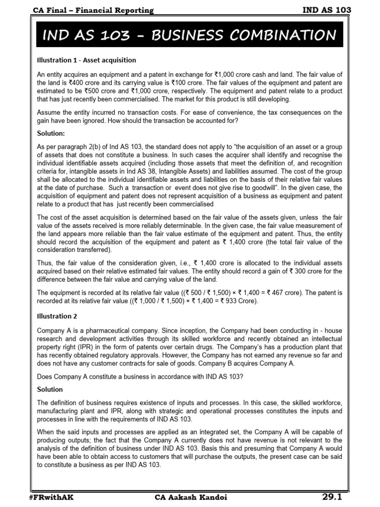 IND AS 103- BANK | PDF | Fair Value | Goodwill (Accounting)