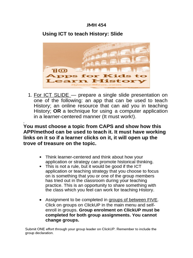 Instructions For ICT Single Slide or App With Links | PDF | Educational ...