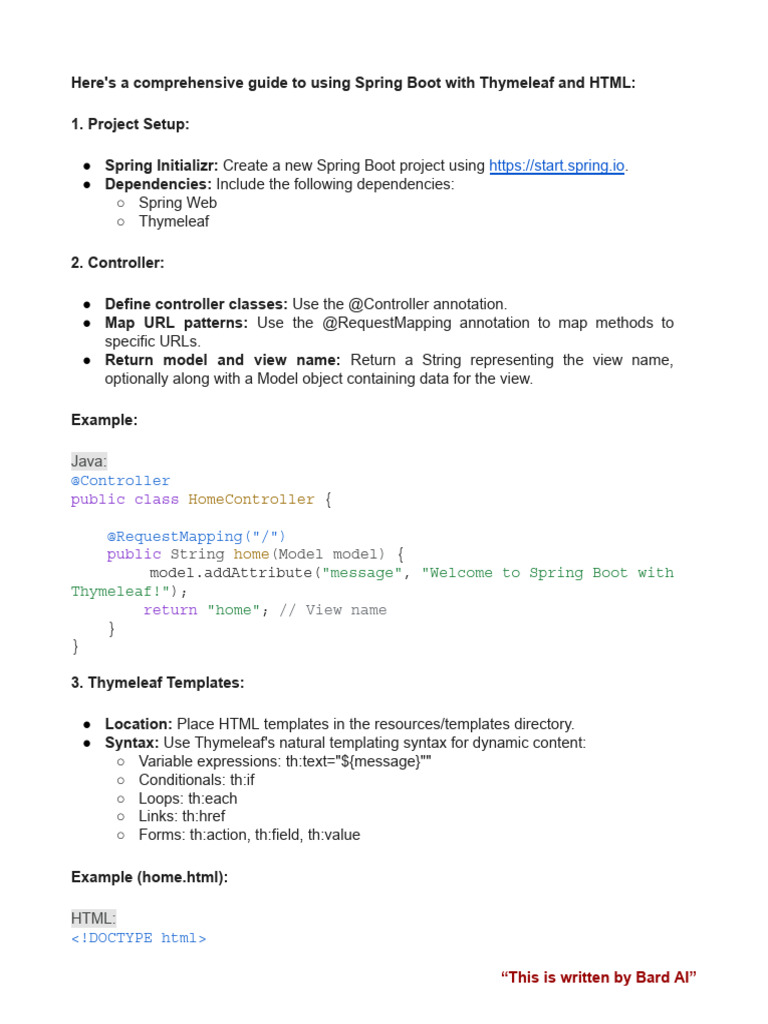 02 Spring Boot With Thymeleaf And Html Pdf