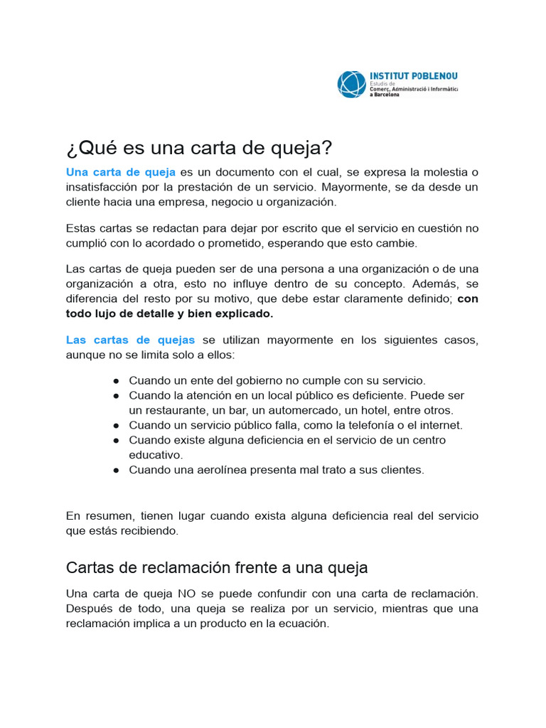 Cartas de Queja | PDF