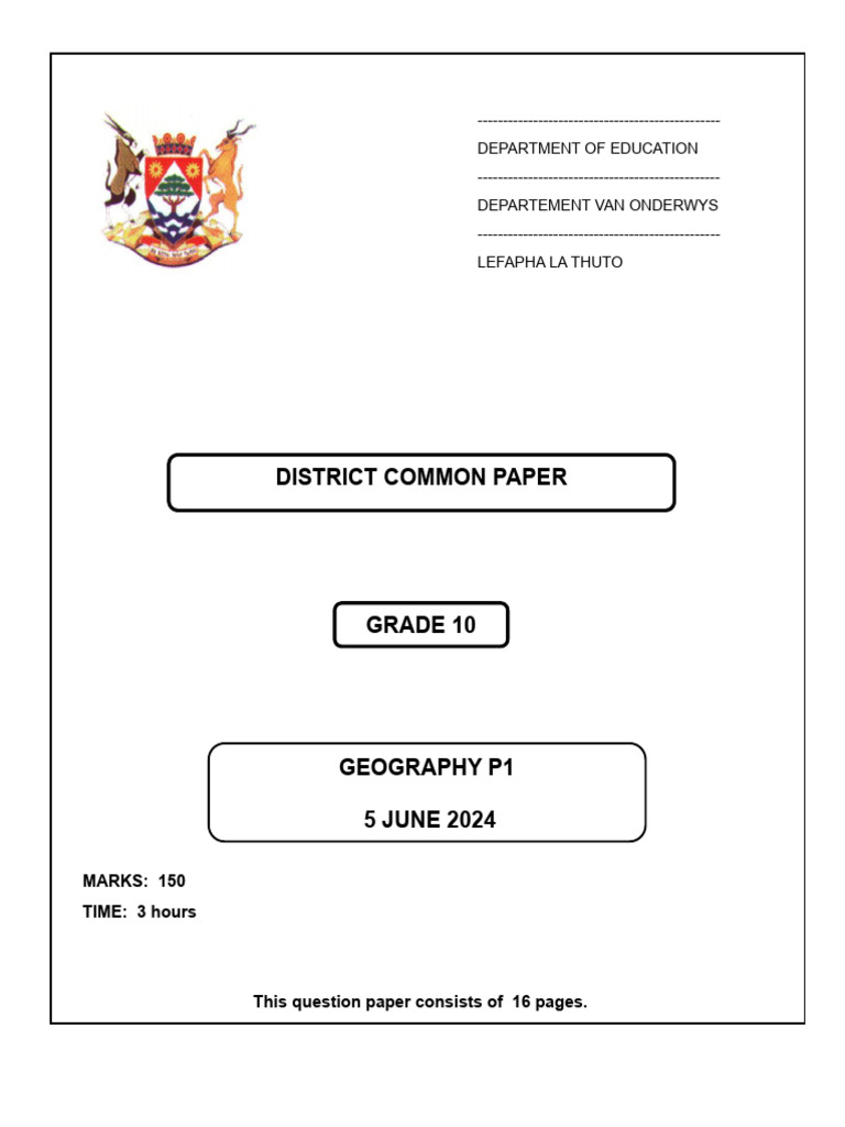 Grade 10 Geo Paper 1 - 240529 - 201619 | PDF | Plate Tectonics ...