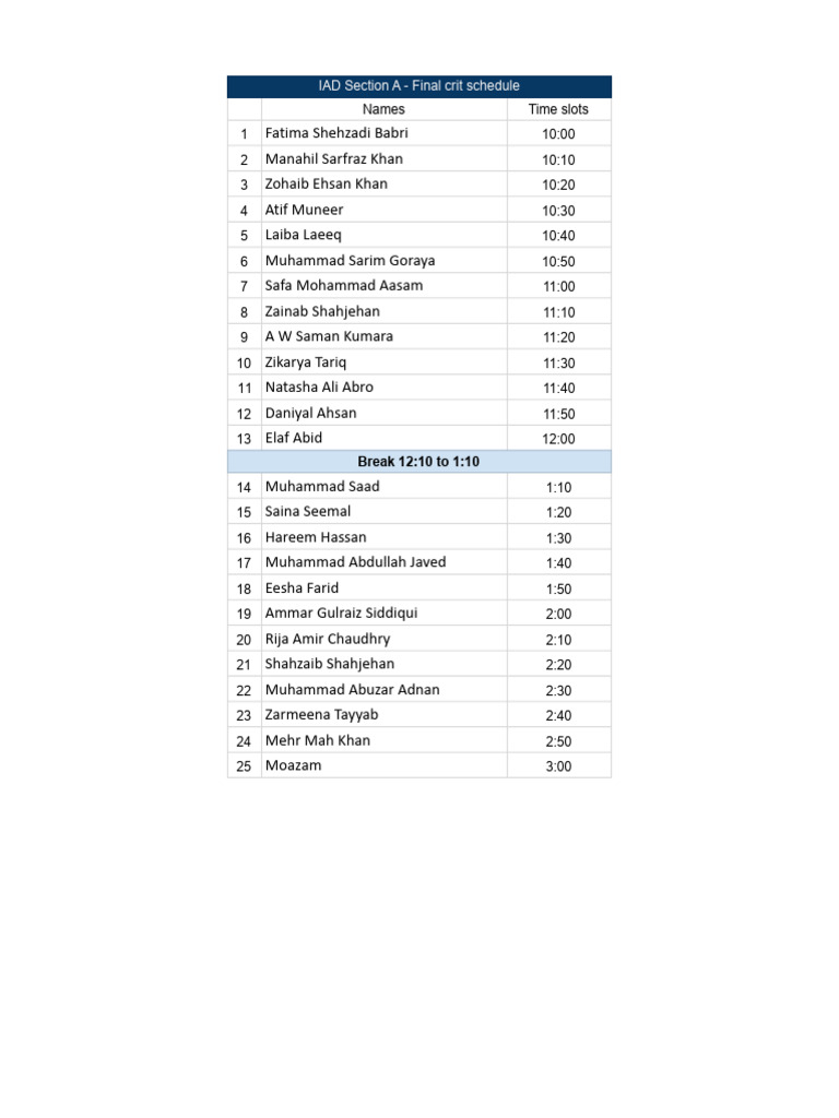 IAD (a) - Final Crit Schedule | PDF