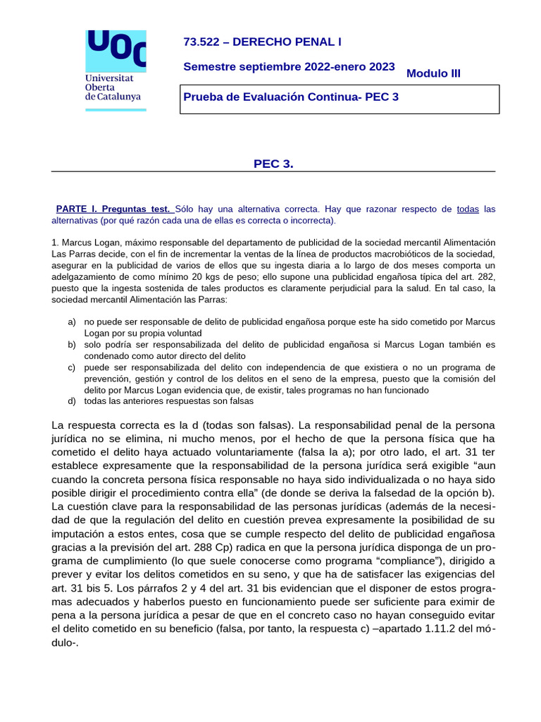Pec3 Sol 22223 | PDF | Derecho penal | Castigos