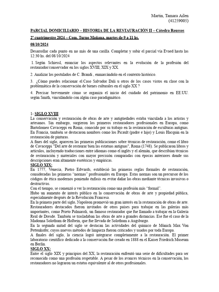 Tamara Martin, 1° Parcial HDRII | PDF | Salvador Dalí | Museo
