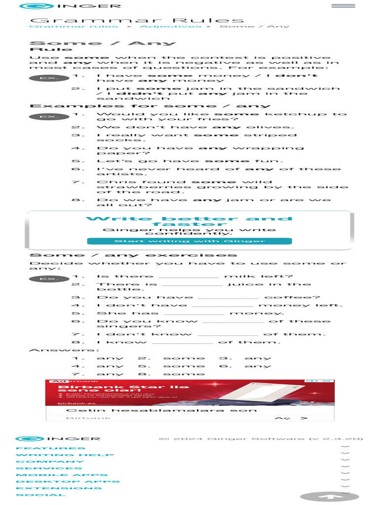 Some and Any Usage Rules | PDF