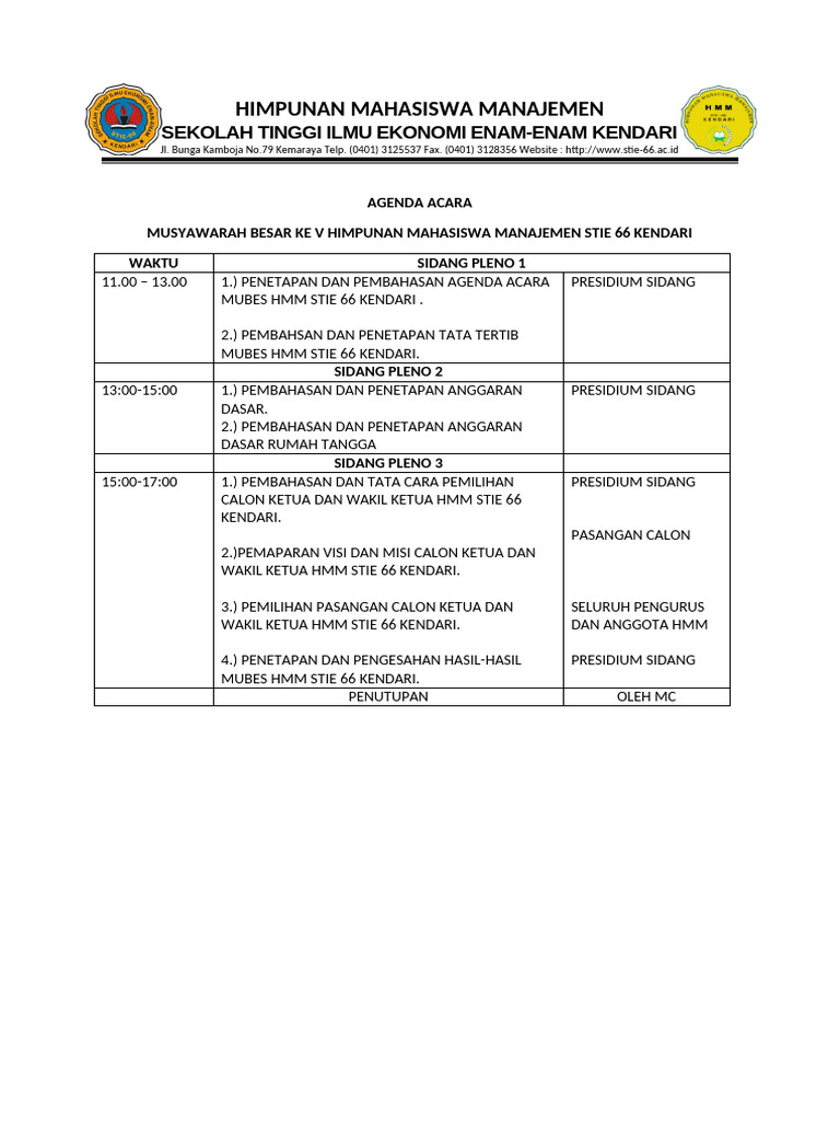Agenda Acara Mubes 5 2023-2024 | PDF | Teknologi & Rekayasa