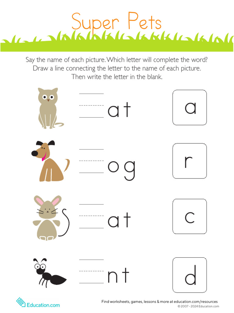 Fill The Blanks Animals 1 Kindergarten | PDF