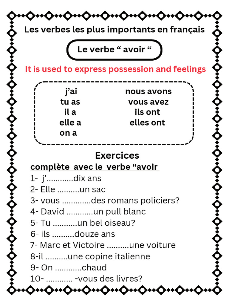 Exercices sur les verbes français essentiels | PDF