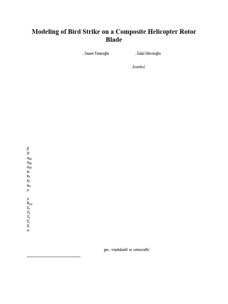Modeling of Bird Strike On A Composite Helicopter Rotor Blade | PDF ...