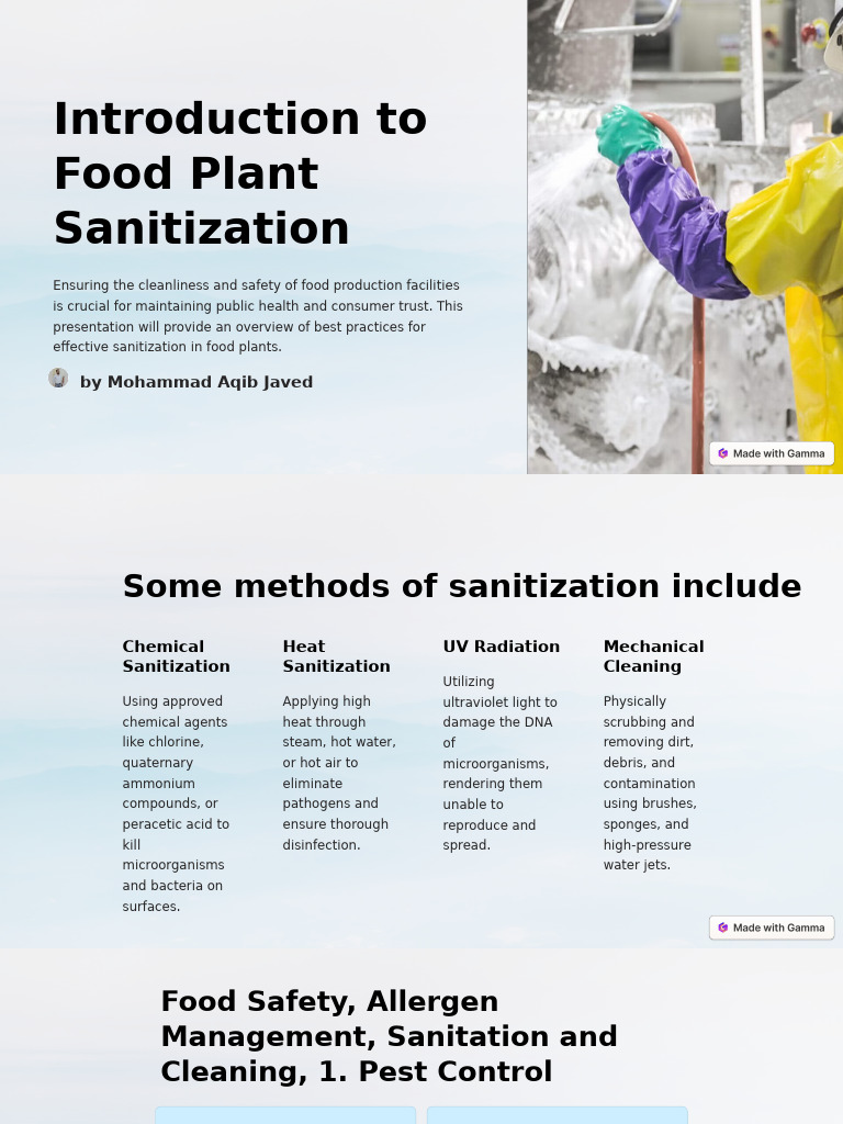 Introduction To Food Plant Sanitization | PDF | Disinfectant | Food Safety