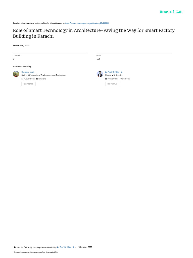 ROLE OF SMART TECHNOLOGY IN ARCHITECTURE-PAVING THE | PDF | Efficient Energy Use | Building ...