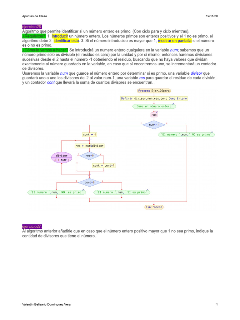 Algoritmos para Números Primos y Tablas Matemáticas | PDF | División ...