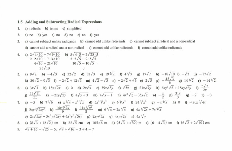 Pre-Calc 11 Chapter 1.5 - HW - Sol | PDF