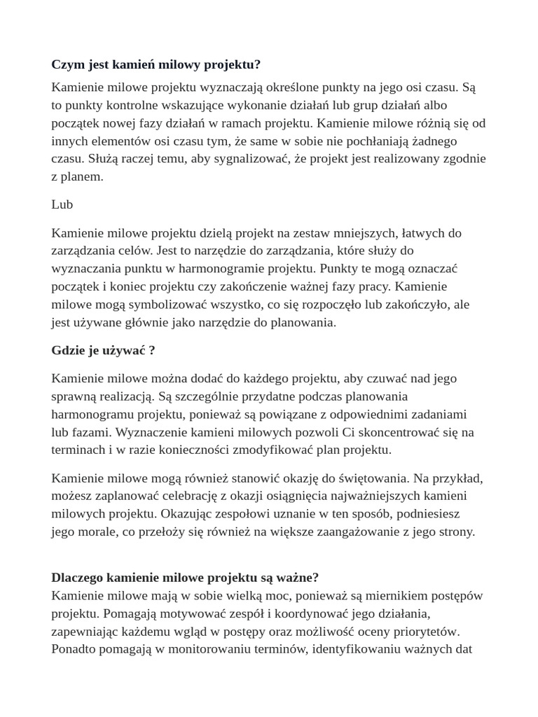 Kamienie Milowe | PDF