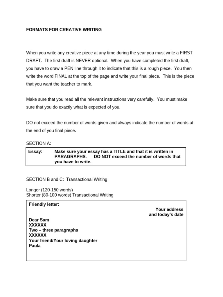 Formats For Creative Writing | PDF | Human Communication
