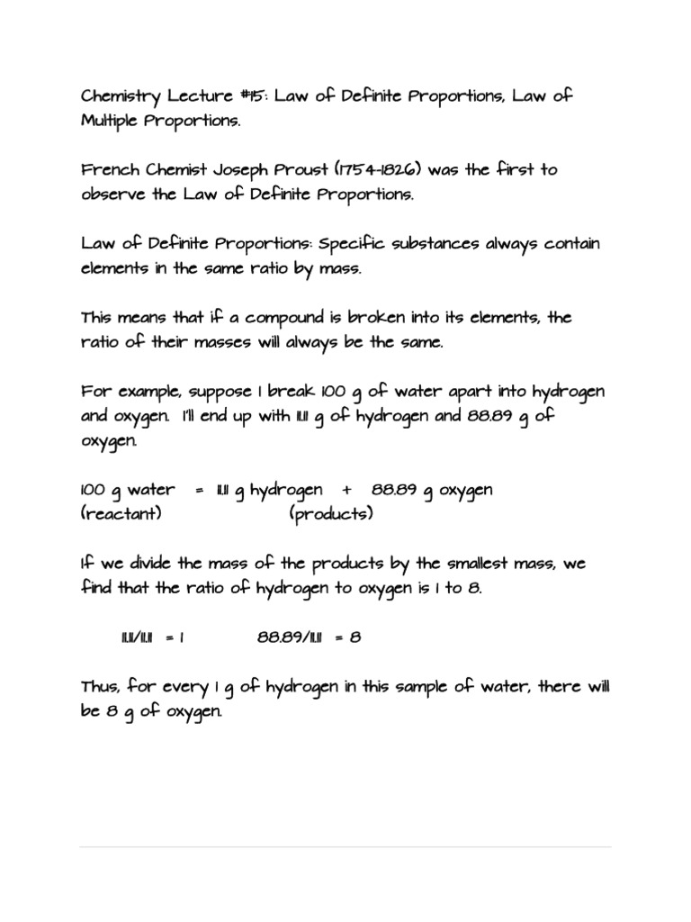 Laws of Definite & Multiple Proportions | PDF | Iron | Oxide
