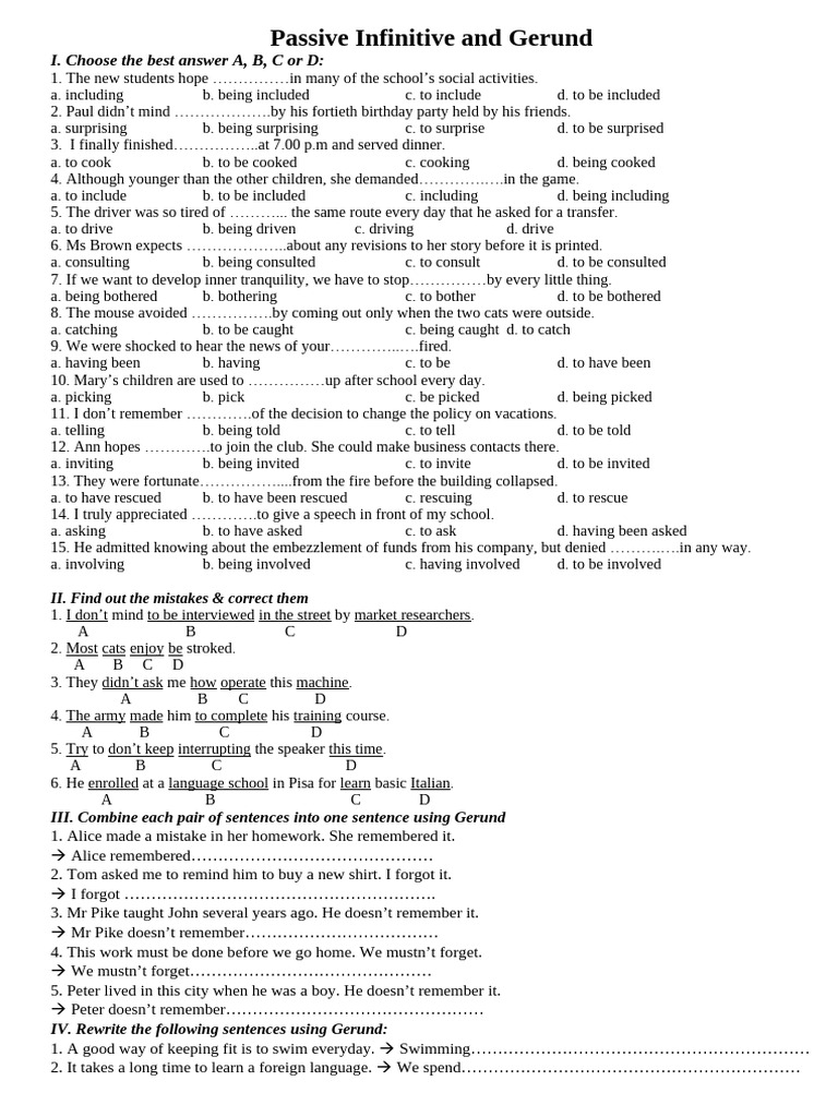 Passive Infinitives Passive Gerund | PDF | Grammar | Syntax