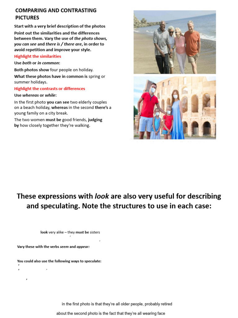 Comparing and Contrasting Pictures | PDF | Adjective | Verb