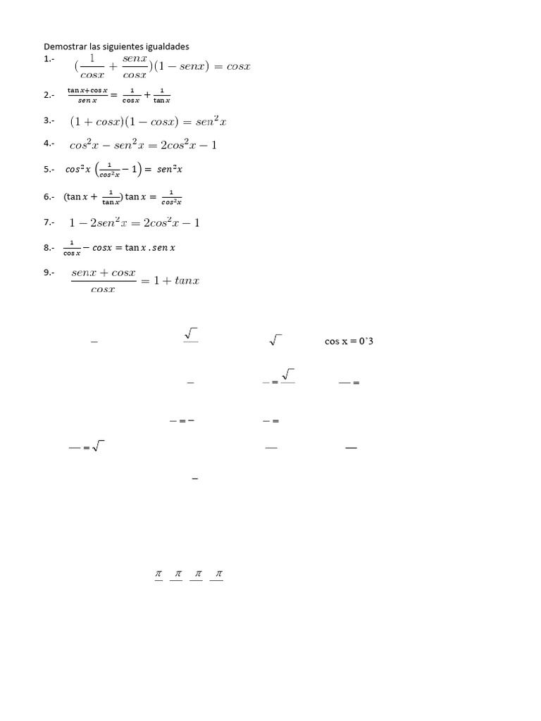 Ejercicios de Trigonometría Avanzada | PDF