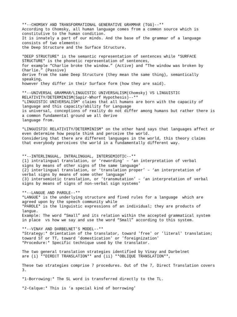 TRANSLATION THEORIES | PDF | Syntax | Linguistics