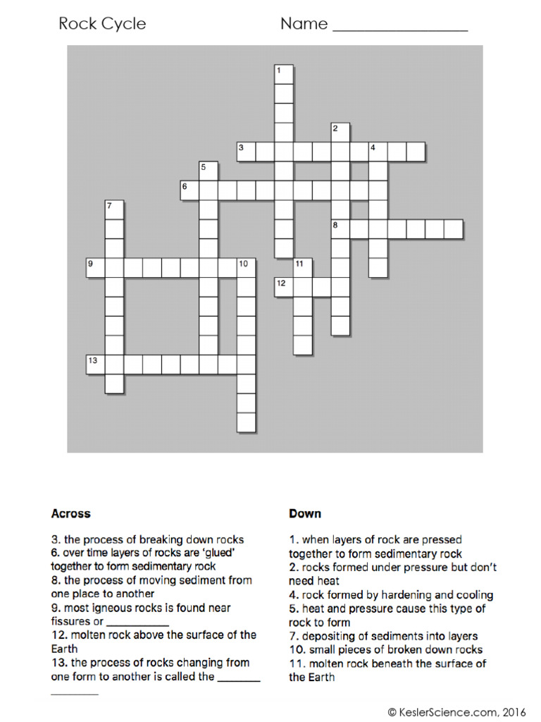Malachi Brown - Rock Cycle Crossword Puzzle | PDF