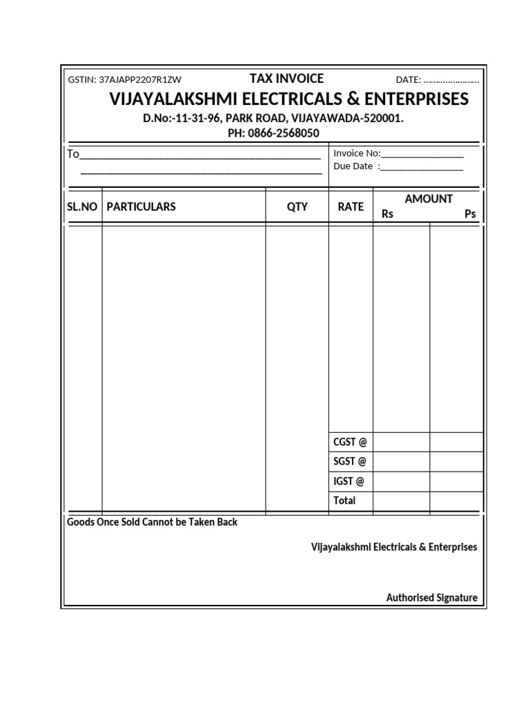 Dad Electrical Invoice | PDF