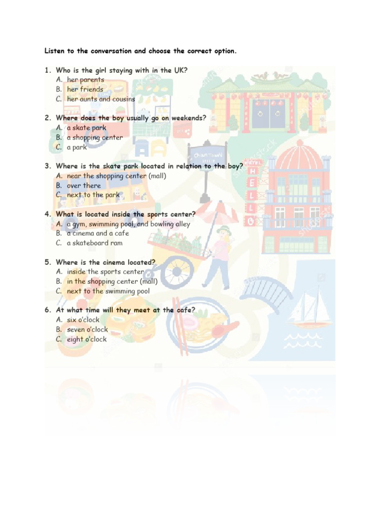 Listening - Places in Town | PDF | Sports & Recreation
