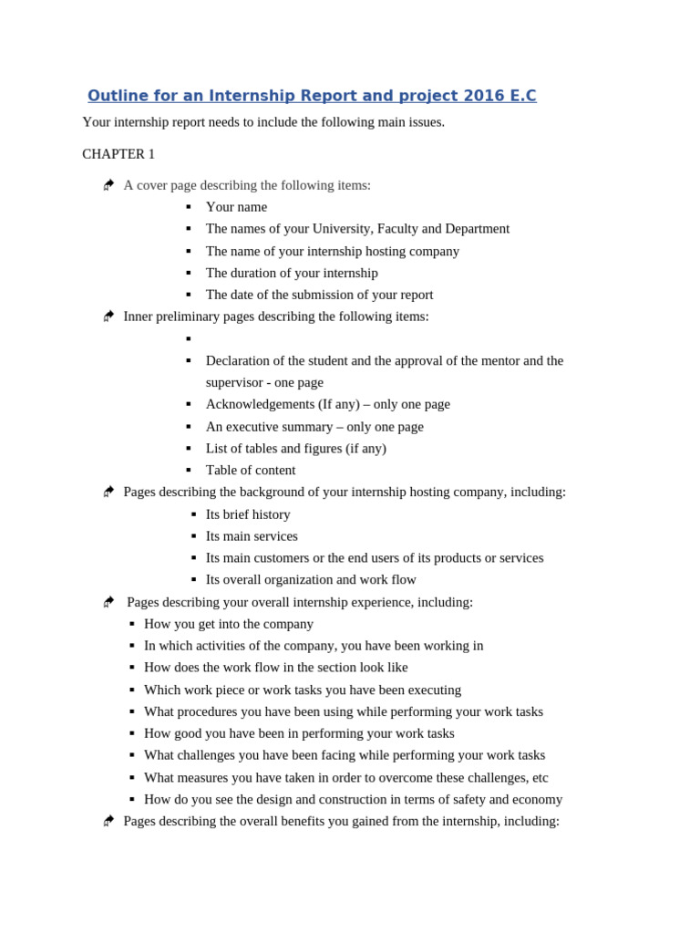 Outline for an Internship Report and project (1) | PDF