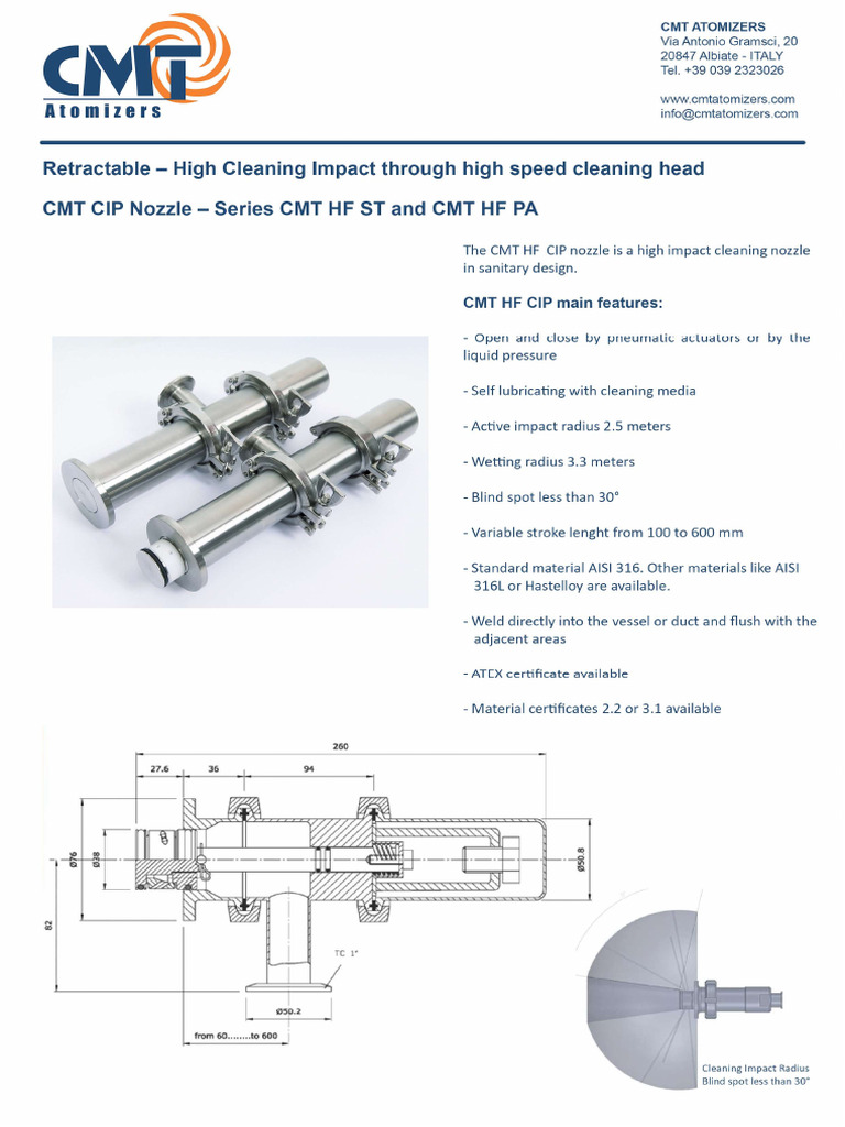 CMT Cip Nozzles HF Datasheet 2020 | PDF