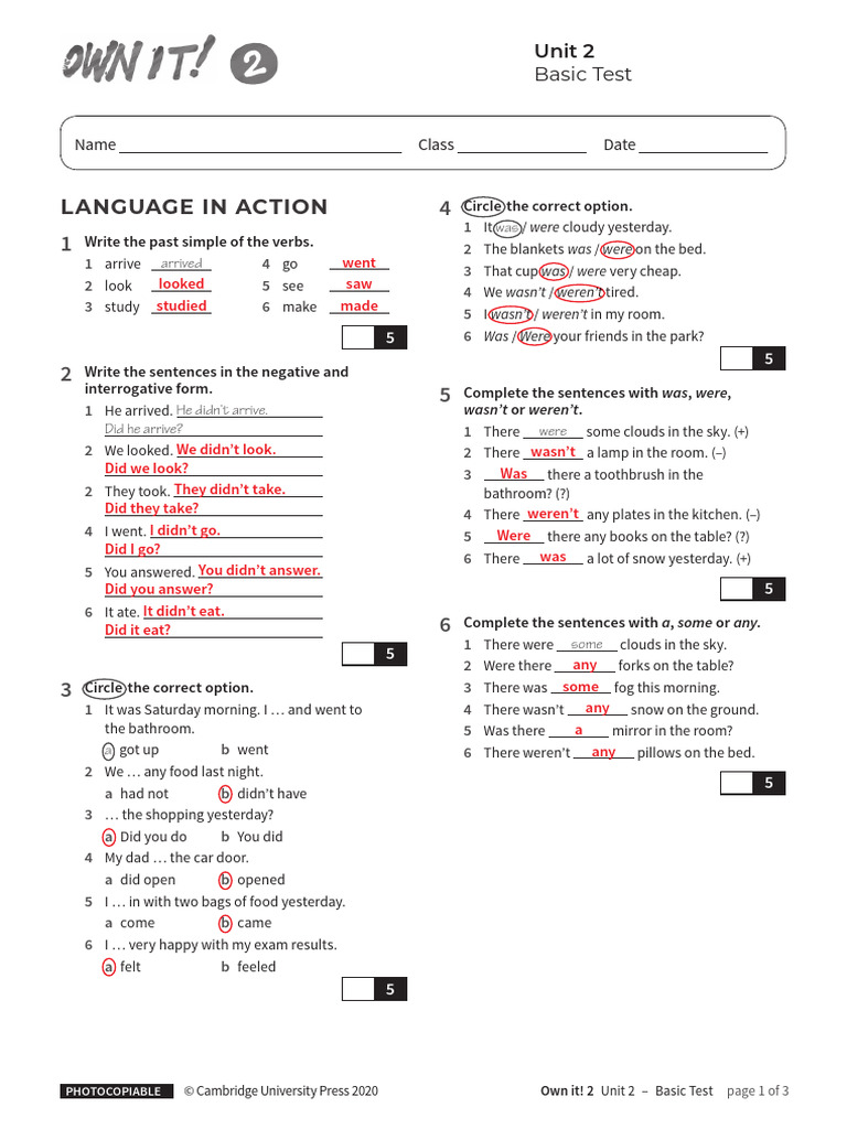 Unit2 Basic Test With Answers | PDF | Language Arts & Discipline