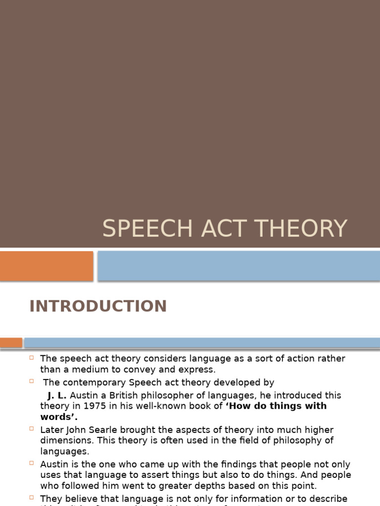 Speech Act Theory | PDF | Human Communication | Communication