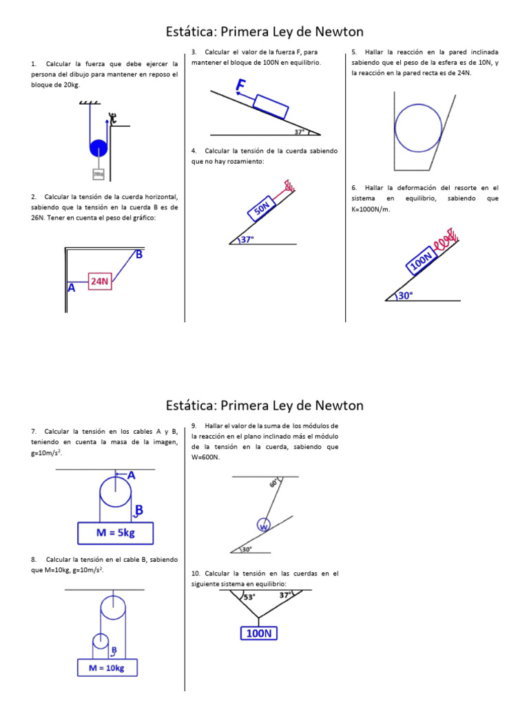 Estática Primera Ley de Newton | PDF