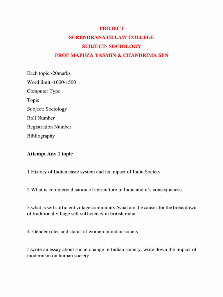 Sociology Project | PDF