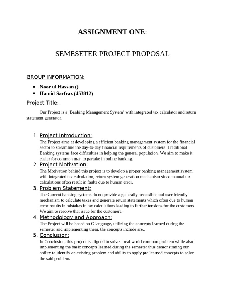 SEMESTER PROJECT PROPOSAL | PDF