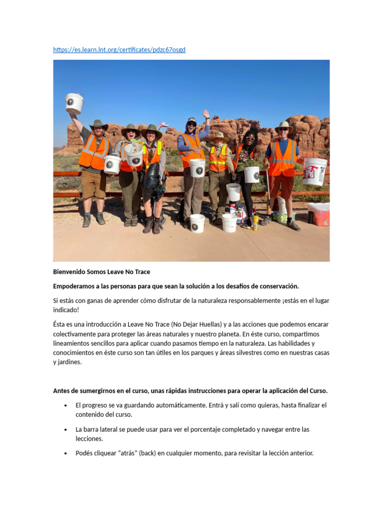 La Organización Leave No Trace | PDF | Naturaleza | Residuos