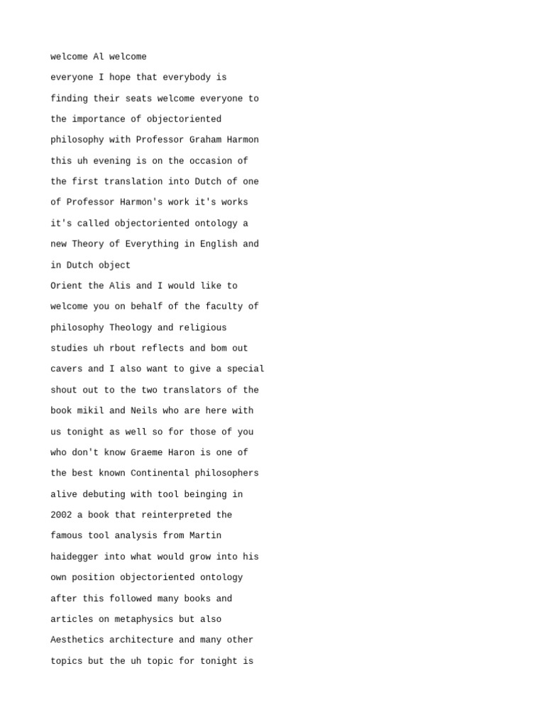 Graham Harman The Importance of Object Oriented Philosophy Conversation With Arjen ...