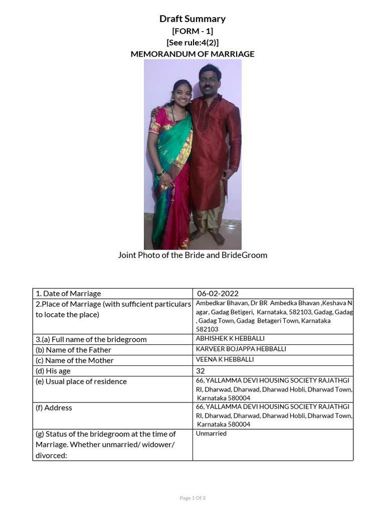 Form MRG 11032024 0032697 | PDF | Fashion Related Occasions | Wedding