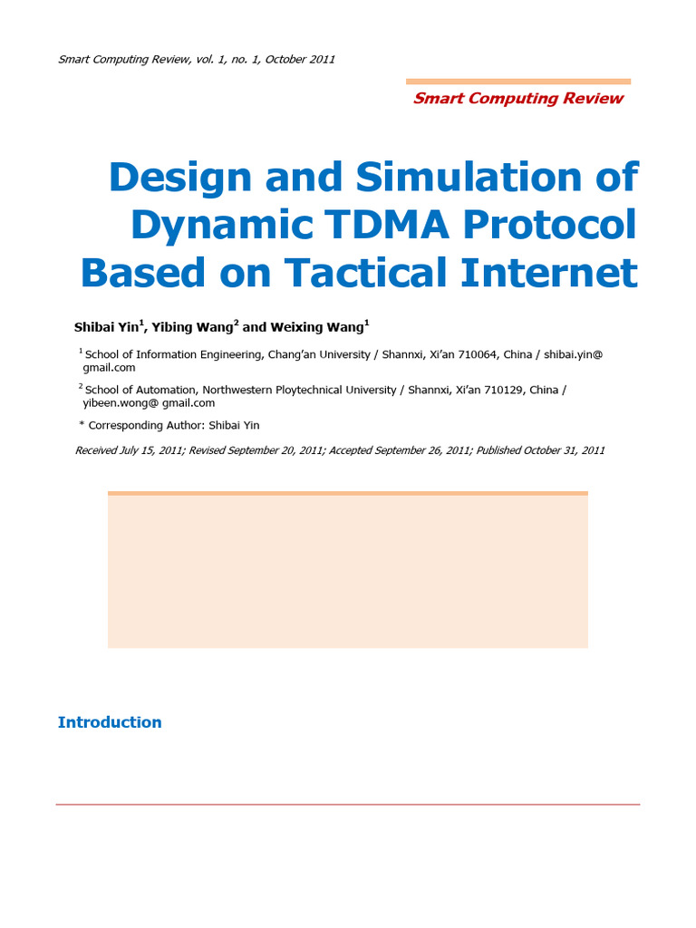 Design And Simulation Of Dynamic Tdma Protocol Based On Tactical Internet Pdf Computer